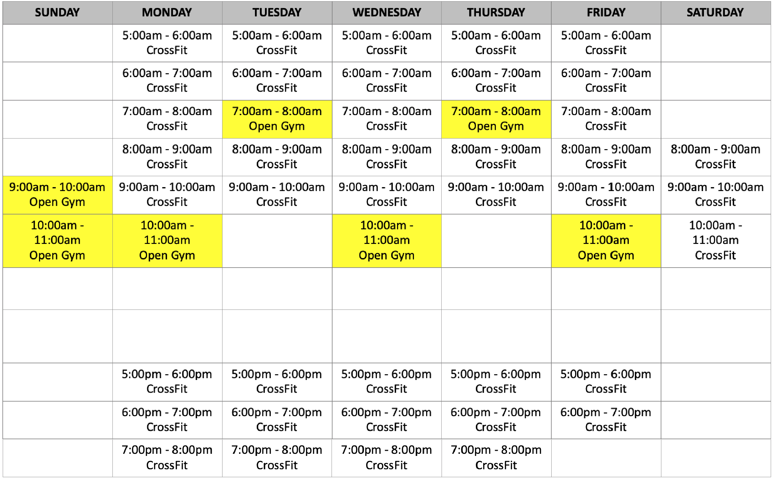 Schedule | CrossFit LPF